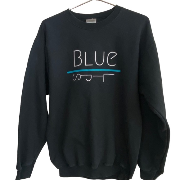 Port and Company | Tops | Vintage Blue Lips Black Crew Neck Sweatshirt ...